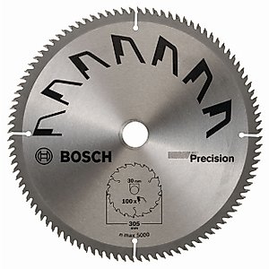 Bosch 2609256B60 Precision Circular Saw Blade with 100 Teeth - Carbide - Clean Cut - Diameter 305 mm - Bore 30 mm - Cutting Width 2.5 mm