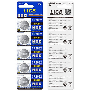LiCB CR2032 Battery,Long-Lasting & High Capacity CR2032 Lithium Batteries,3 Volt Coin & Button Cell (5-Pack)