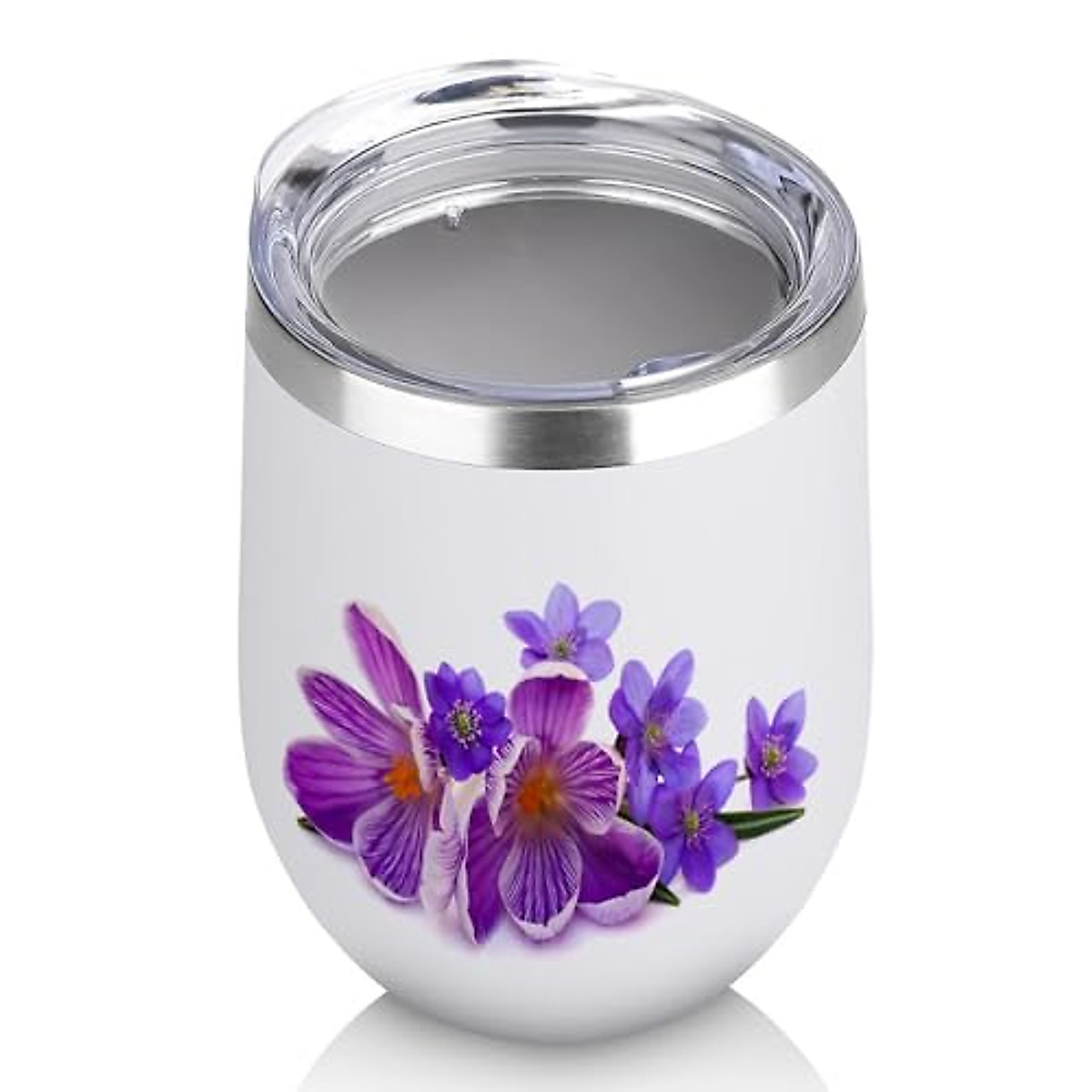 silichee 12 Oz Stainless Steel Wine Tumbler with Lid and on White Background Hepatica Liverleaf or Liverwort a Insulated Tumblers Vacuum Coffee Mugs for Hot and Cold Coffee,Wine,Drinks