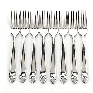 Z ZICOME Stainless Steel Forks Heavy Duty Flatware Forks Set, Diamond Pattern, 8 Pcs