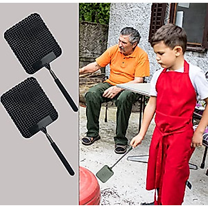 2 Pcs Retractable Fly Swatters Durable Plastic Fly Swatter Heavy Duty with Larger Paddle, Telescopic Flyswatter with Stainless Steel Handle