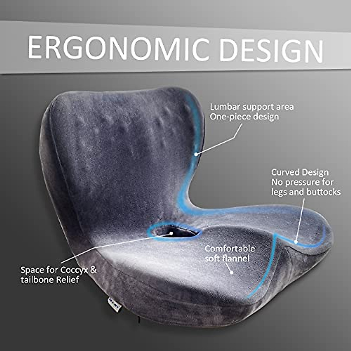 Seat Cushion for Office Chair Car Coccyx Orhopedic Memory Foam Seat Cushon Back Cushion for Sciatica Lower Back Tailbone Pain Relief Lumbar Support