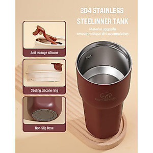 Gpeng 20 oz Insulated Stainless Steel Coffee Mug & Water Bottle with Tea Separation, Straw Lid, and Cup Holder - Keeps Drinks Hot or Cold for Hours. Perfect for Travel and Outdoor Activities!