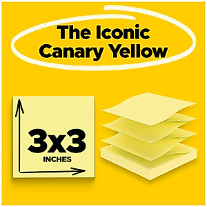 Post-it Pop-up Notes 3x3 in, 6 Pads, America's’s #1 Favorite Sticky Notes, Canary Yellow, Clean Removal, Recyclable (R330-YW6PK)