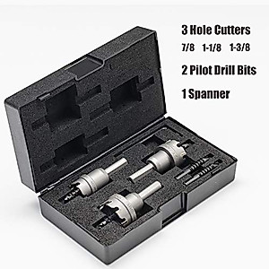 EZARC Carbide Hole Saw Kit, 3 Piece Carbide Tipped Hole Cutter with Pilot Drill bit for Hard Metal, Stainless Steel, Iron, Aluminum, Alloy