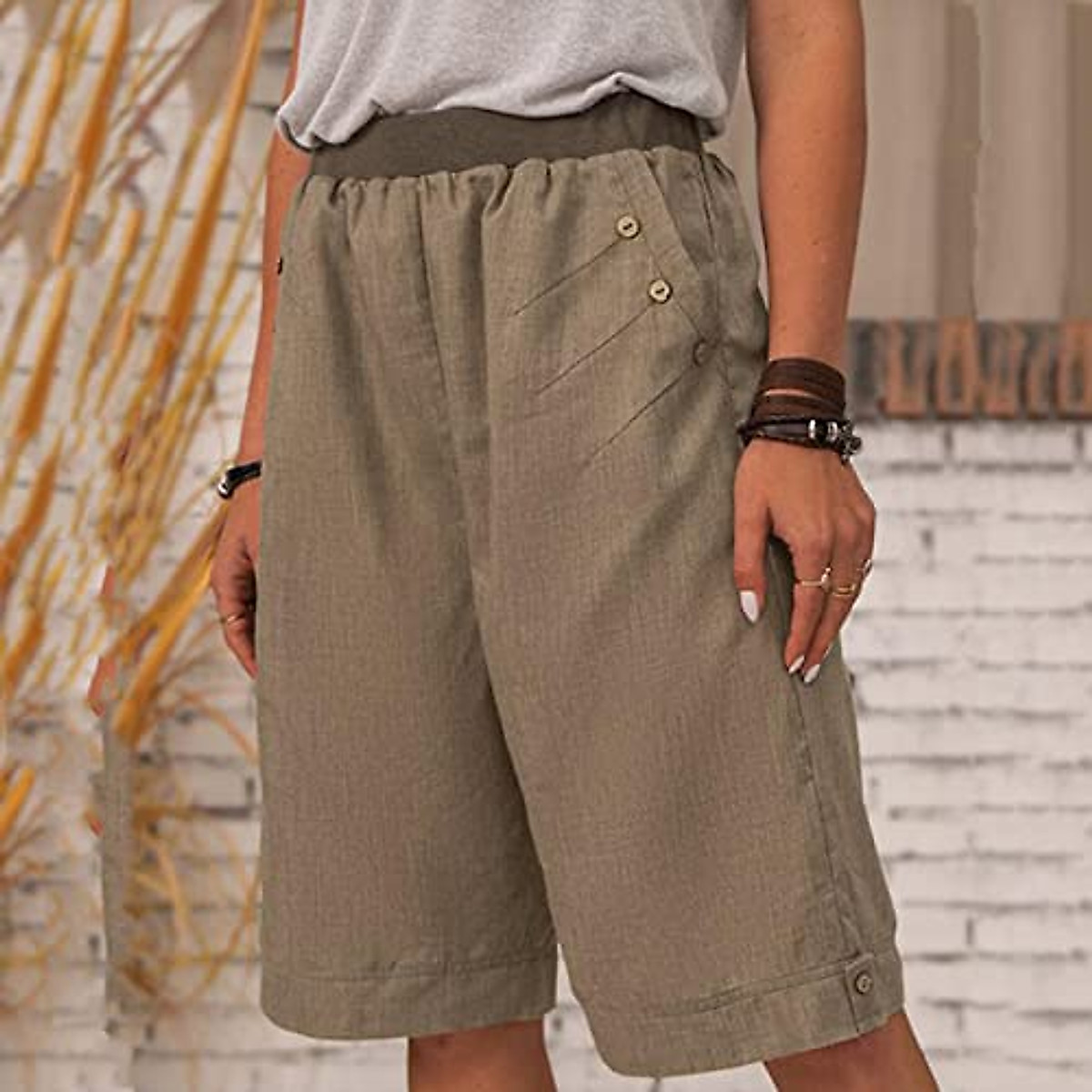 AopnHQ fold Over Yoga Pant Plus Size Jean Capri Women's Pull on Pants Womens Palazzo Pants Length Women's wear to Work Pants & Capris Womens Cotton Pants Girls Wide Leg Pants A-Brown