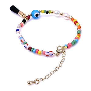 LESLIE BOULES Powerful Amulet Bracelet for Women Blue Evil Eye and Genuine Azabache Pendant