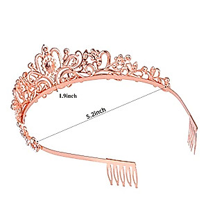 Sparkling Crystal Princess Tiaras for Women Crown Queen Fashion Headband for Wedding Birthday Bride Bridal Prom Party Valentines Mothers Day Gifts Rose Gold