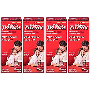 TYLENOL Children's Pain & Fever Relief, Cherry Blast Liquid, 4 oz (Pack of 4)