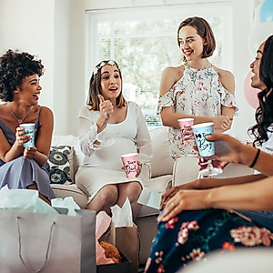 Colarr 100 Pcs Gender Reveal Party Paper Cups 12 oz Gender Reveal Cups Team Boy or Girl Gender Reveal Party Supplies Paper Baby Shower Cups Disposable Pink and Blue Cups for Gender Reveal Baby Shower