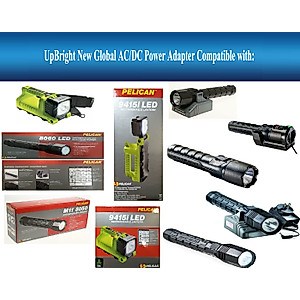UpBright 12V DC AC Adapter Compatible with Pelican 8060 7060 7060-001-110-G 6057F 7070 7070R PP7060 M11 8050 M12 M13 8056F 6050 2450 9410L 9415i M9F LED Flashlight Lantern 8063-300-012 Battery Charger