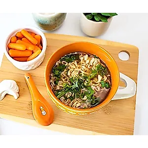 Silver Buffalo Sanrio Gudetama x Nissin Top Ramen Ceramic Soup Mug with Spoon | Holds 24 Ounces