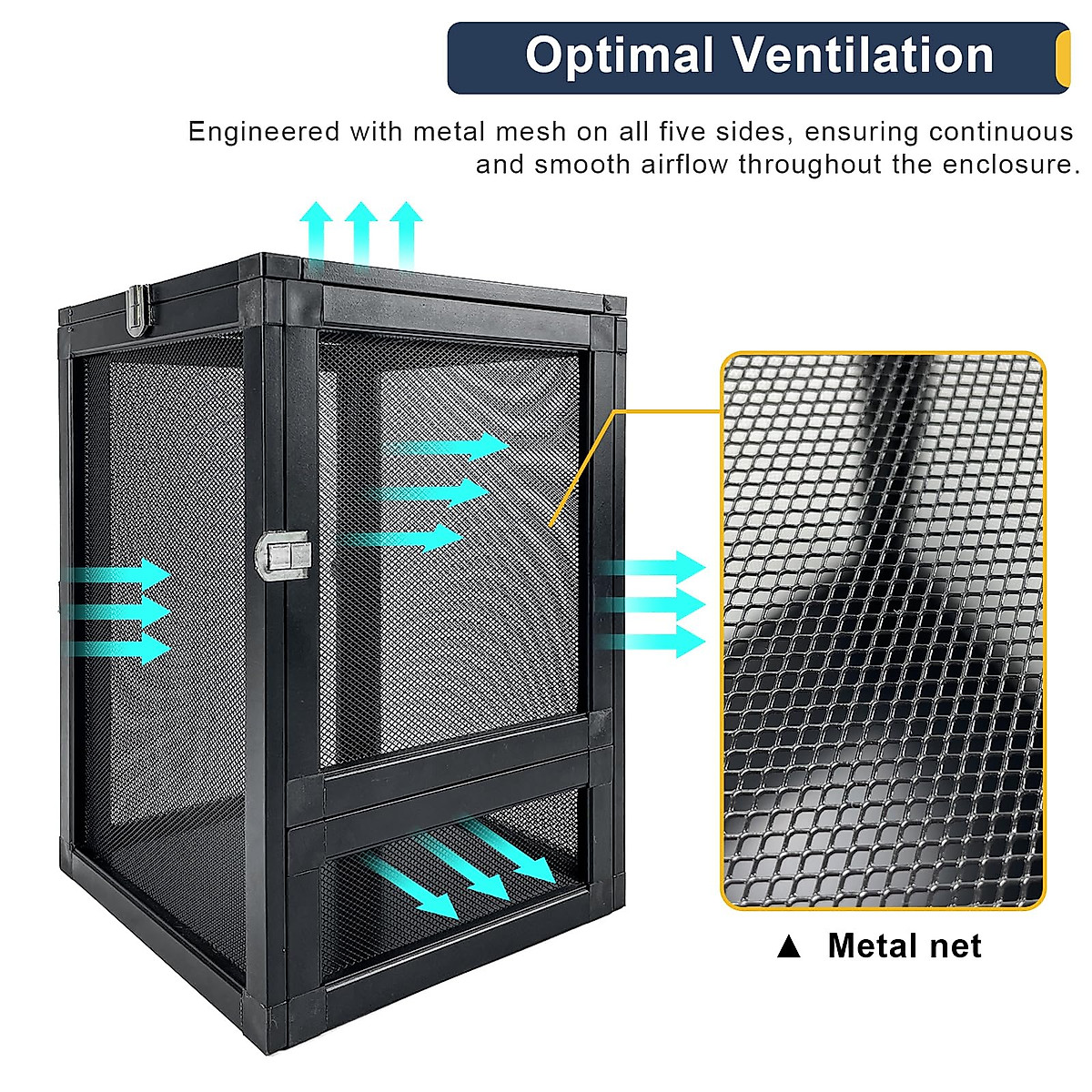 RunDuck 5 Gallon 360° Panoramic Foldable Reptile Terrarium Kit: Crested Gecko Tank and Reptile Cage for Superior Ventilation, Easy Feeding, Sturdiness, and Simple Assembly (Black)