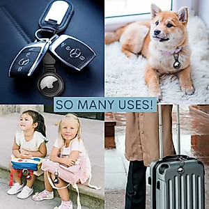 Deluxe AirTag Keychain, Metal and PU Leather Key Ring for Apple AirTag, Air Tag Key Anti-Loss Device (Gold)