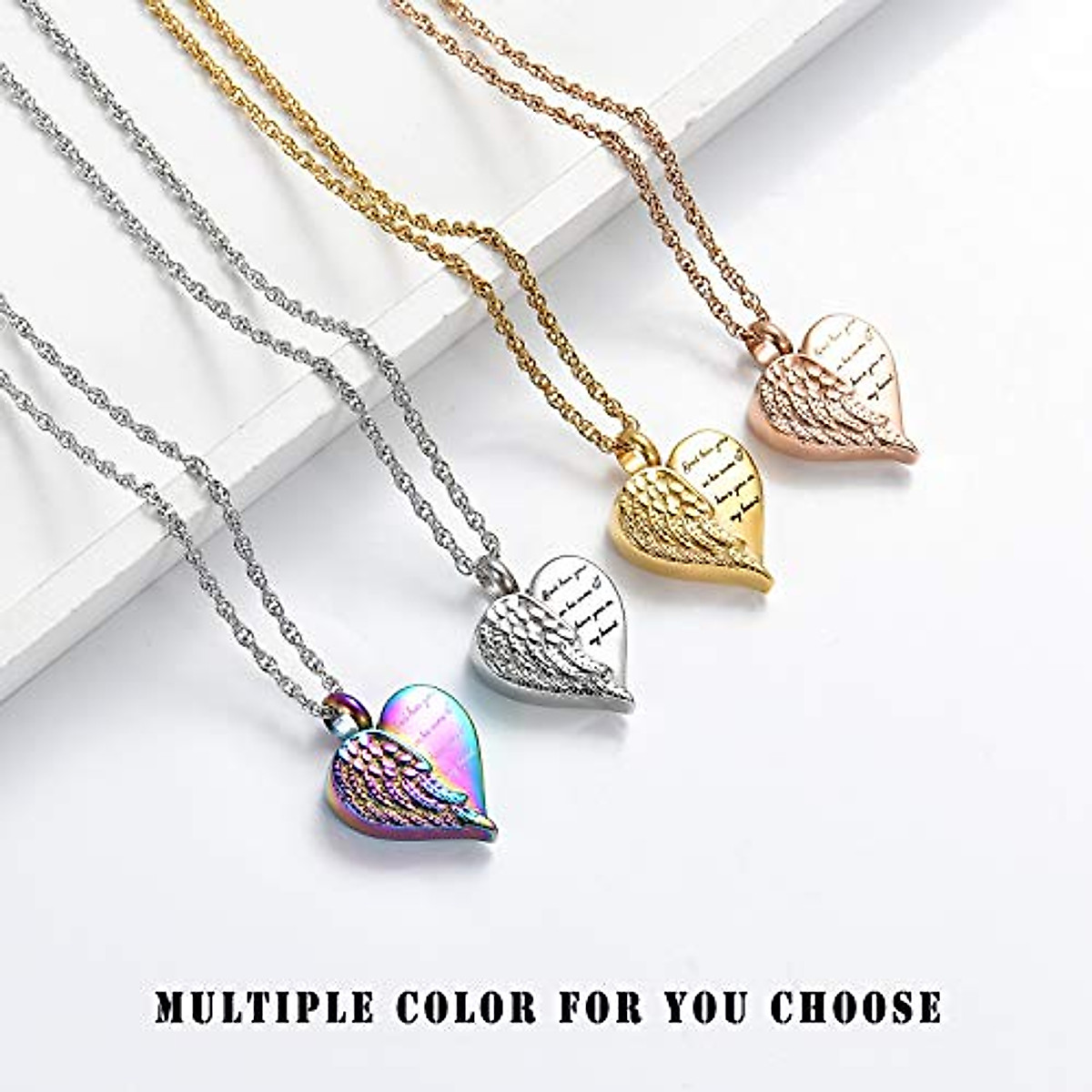 shajwo Cremation Jewelry Angel Wing Heart Urn Necklaces for Ashes Memorial Keepsake Pendant for Women Men,Customize