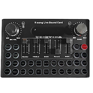 Audio Mixer, Mini Sound Dj Mixer Board,Universal Voice Changer External Live Sound Card with 18 Sound Effects for Karaoke Singing for Phone Laptop Computer，Gaming Live Streaming