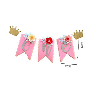 ifundom Girl High Chair High Chair Decoration Baby Birthday Decor Bunting Garland One Birthday Party Banner One Birthday Highchair Garland 1st Birthday Ribbon Baby Girl Three-dimensional