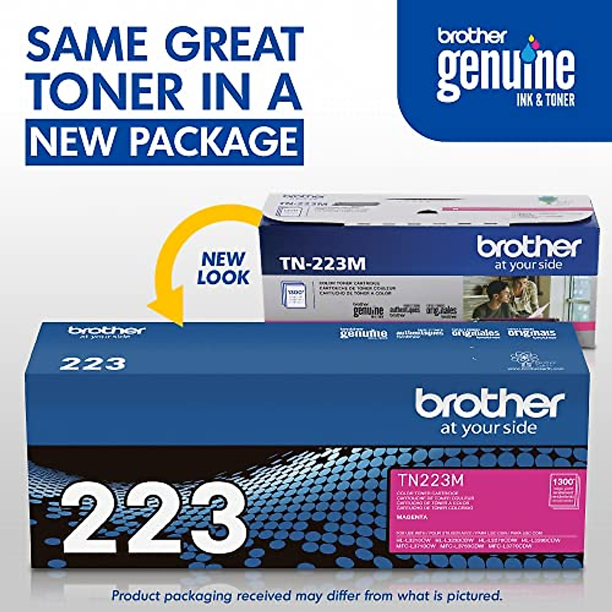 Brother Genuine TN223M, Standard Yield Toner Cartridge, Replacement Magenta Toner, Page Yield Up to 1,300 Pages, TN223, Amazon Dash Replenishment Cartridge