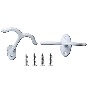 OZXNO 2pcs Ceiling Double Hook Zinc Alloy Storage Rack with Screws for Closet Bathroom Kitchen Cabinet (Black)