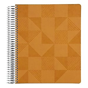 7" x 9" Platinum Coiled Dated Weekly Focused Planner (July 2023 - June 2024) - Mustard Mosaic Vegan Leather Cover, Dated 12-Month, Weekly & Monthly Agenda by Erin Condren