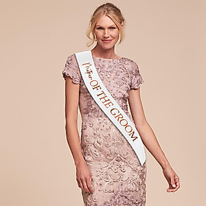 Generic Mother of The Groom Sash with Rose Gold Foil, White Bachelorette Party Sash for Bridal Shower Engagement Supplies Gifts Wedding Accessories for Groom to Be's Mother