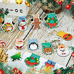 36 Pieces Christmas Magnetic Bookmarks Bulk Double Sided Page Marker Cute Santa Snowman Pattern Bookmarks Xmas Page Clips for Kids Winter Holiday School Gift