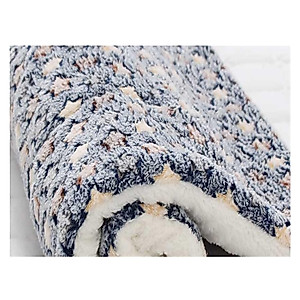 ITOMEN Pet Bed Pet Blanket Winter Thickened Soft Pet Fleece Pad Cat and Dog Pad Kennel Blanket Pet Bed Quilt Comfort (Color : Blue Star, Size : 32x25cm)