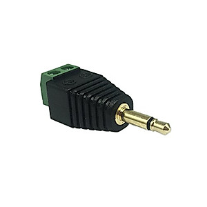 CERRXIAN 3.5mm TS Mono Male to 2 Pin Screw Terminal Female AUX Headphone Replacement Solderless Balum Converter Adapter (2-Pack)