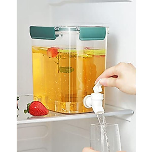 Elsjoy 2 Pack Plastic Drink Dispenser with Spigot, 1 Gallon (3.5 L) Beverage Dispenser Cold Drink Container for Iced Tea, Lemonade, Fridge, Bar, Party, Lock Lid
