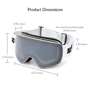 JUST GO Ski Goggles for Skiing Dual-Layer Anti-Fog 100% UV Protection lens Snowboard Goggles, White Frame/Gray Lens (VLT 18.6%)