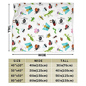 Insects Blanket Air Conditioning Cute Blanket Soft, Animals Throw Blanket Flannel Funny Blanket(50"x40")