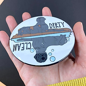 Great Dane Dishwasher Magnet, Clean Dirty Dog Sign, Kitchen Accessories & Decor, 3.5" High Quality Handmade Magnet (BLACK)