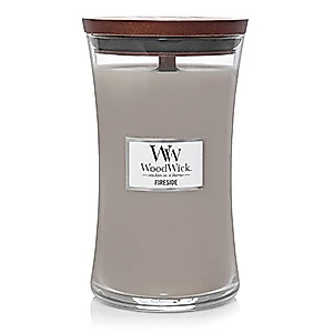 WoodWick Large Hourglass Candle Fireside, Gray, 21 Ounce
