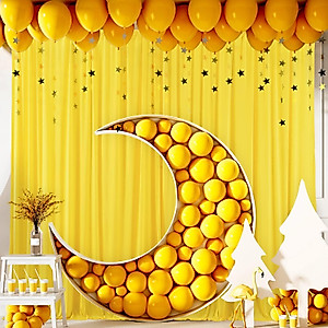 AK TRADING CO. 10 feet x 8 feet IFR Polyester Backdrop Drapes Curtains Panels with Rod Pockets - Wedding Ceremony Party Home Window Decorations - Lemon Yellow