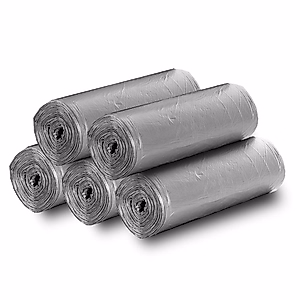 5 Rolls Small Trash Garbage Bags, 4 Gallon Strong Thin Material Disposable Kitchen Garbage Bags, Durable Plastic Trash Bags for Office Home Bedroom Garden Waste Bin, 100 Counts (Silver)