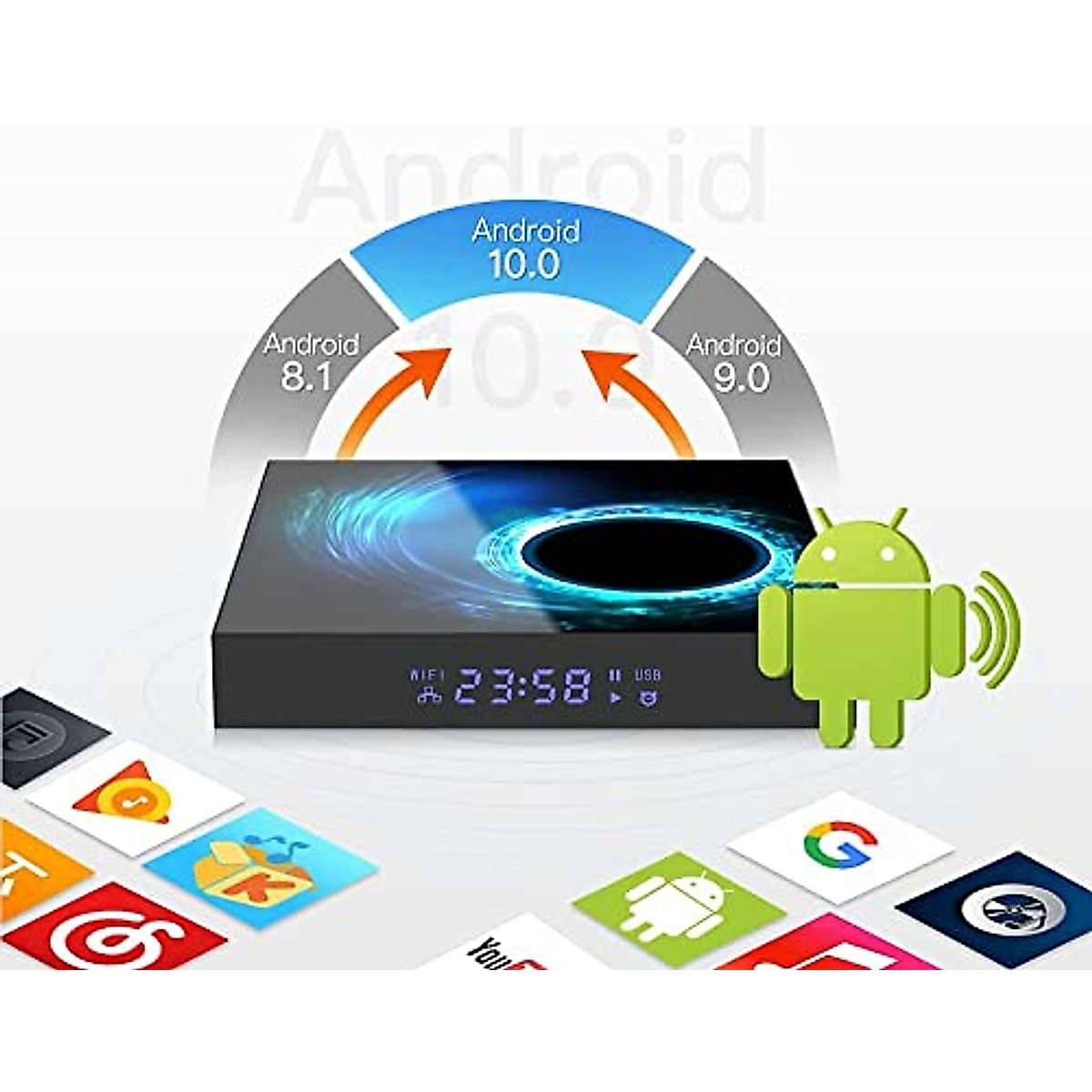 Android tv Box 10.0, H616 Quad-core 4GB RAM 128GB ROM Smart Android Box ,Support 6K,3D,2.4G/5.0GHz Dual WiFi,10/100M Ethernet,Bluetooth 5.0,HDMI 2.0,H.265 Media Player