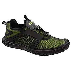 RUGGED SHARK Men's Water Shoes, Water-X Activewear Athletic Drainage Shoes with Bungee Lace Up, Sports Water Slip on Sneaker for Men Size 10, Green-Black