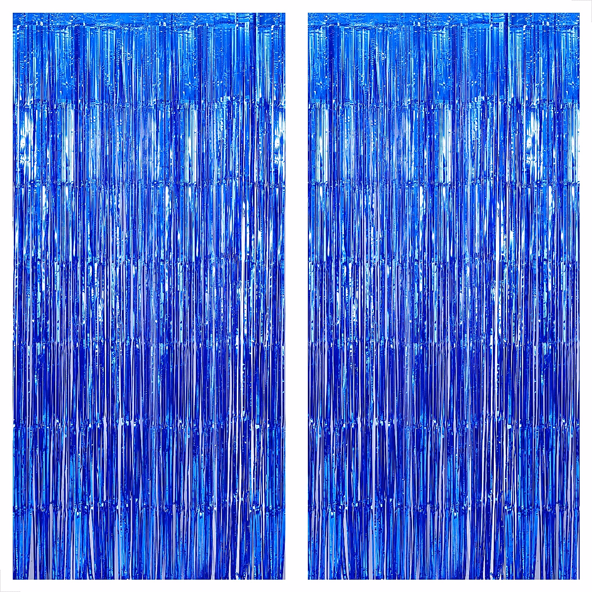 KatchOn, Xtralarge Blue Fringe Backdrop - 8x3.2 Feet, Pack of 2 | Blue Streamers Party Decorations | Blue Fringe Curtain for Ocean Decorations | Under The Sea Party Decorations, Blue Party Decorations