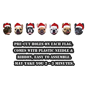 French Bulldog Christmas Garland, Dog Face Christmas Hanging Decorations