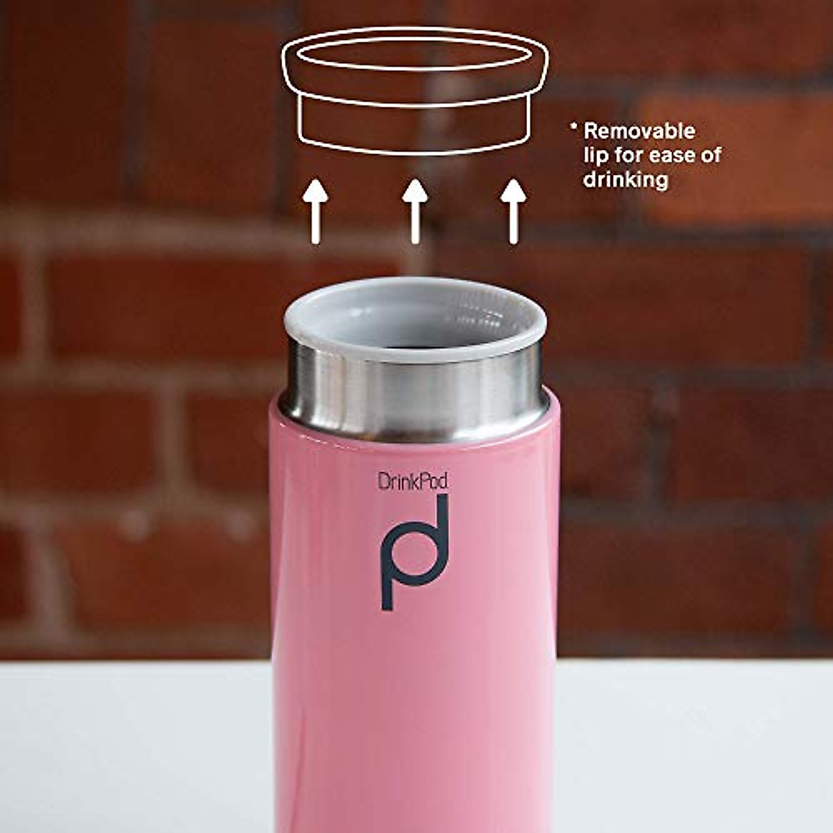 Grunwerg HCF-200P Vacuum Insulated Drinkpod Capsule Flask, Stainless Steel, Pink, 200ml