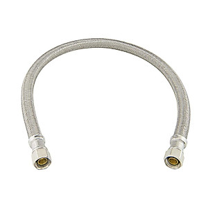 EZ-Fluid 12" x 3/8" Female Compression To 3/8 Inch Female Comp. Stainless Steel Braided Faucet Connector Line,Dishwasher Supply Line,Faucet Extension Supply Hose Connector Lines,Fits 3/8"Comp Male (1)