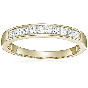 Vir Jewels 1/2 carat (ctw) Diamond Wedding Anniversary Band for Women, Half Eternity Princess Cut Square Diamond Engagement Ring 14K Yellow Gold Channel Set 0.50 cttw, Size 10