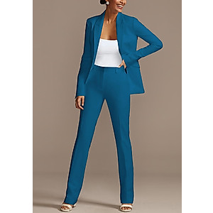 HuiSiFang Business Suit Set for Women Office Outfits Blazer Jackets + High Waist Straight Leg Pants