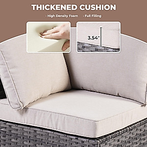 XIZZI Patio Furniture with Swivel Rocking Chairs,10 PCS Outdoor Sectional Sofa with 42" 50000 BTU Propane Fire Pit Table and Side Table,All Weather PE Rattan Outside Conversation Set (Beige)