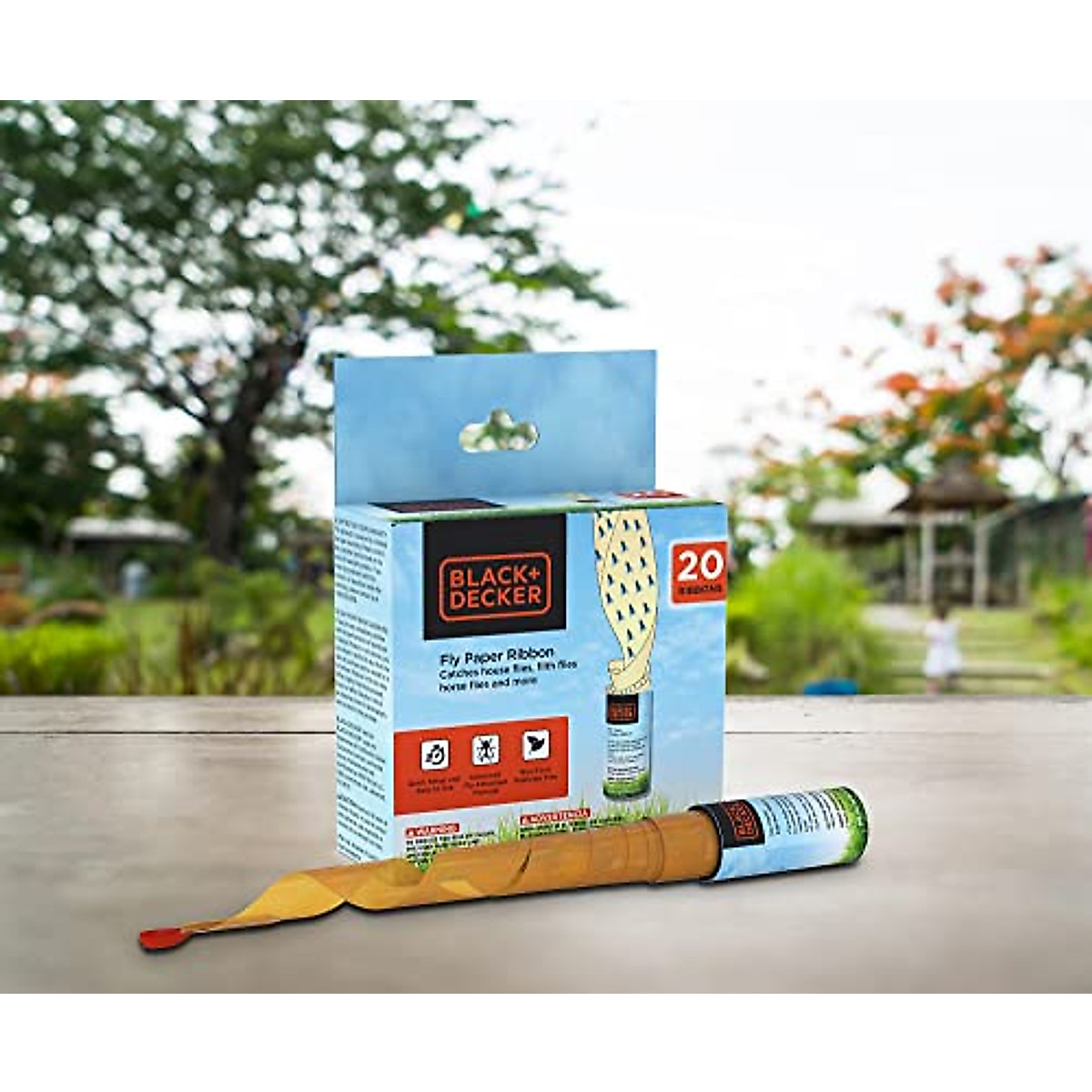 BLACK+DECKER Fly Traps Outdoor & Fruit Fly Traps for Indoors- Fly Trap Paper Strips & Gnat Traps for House- Sticky Glue Strips for Moths, Mosquitoes & Other Insect Control, 20 Pack