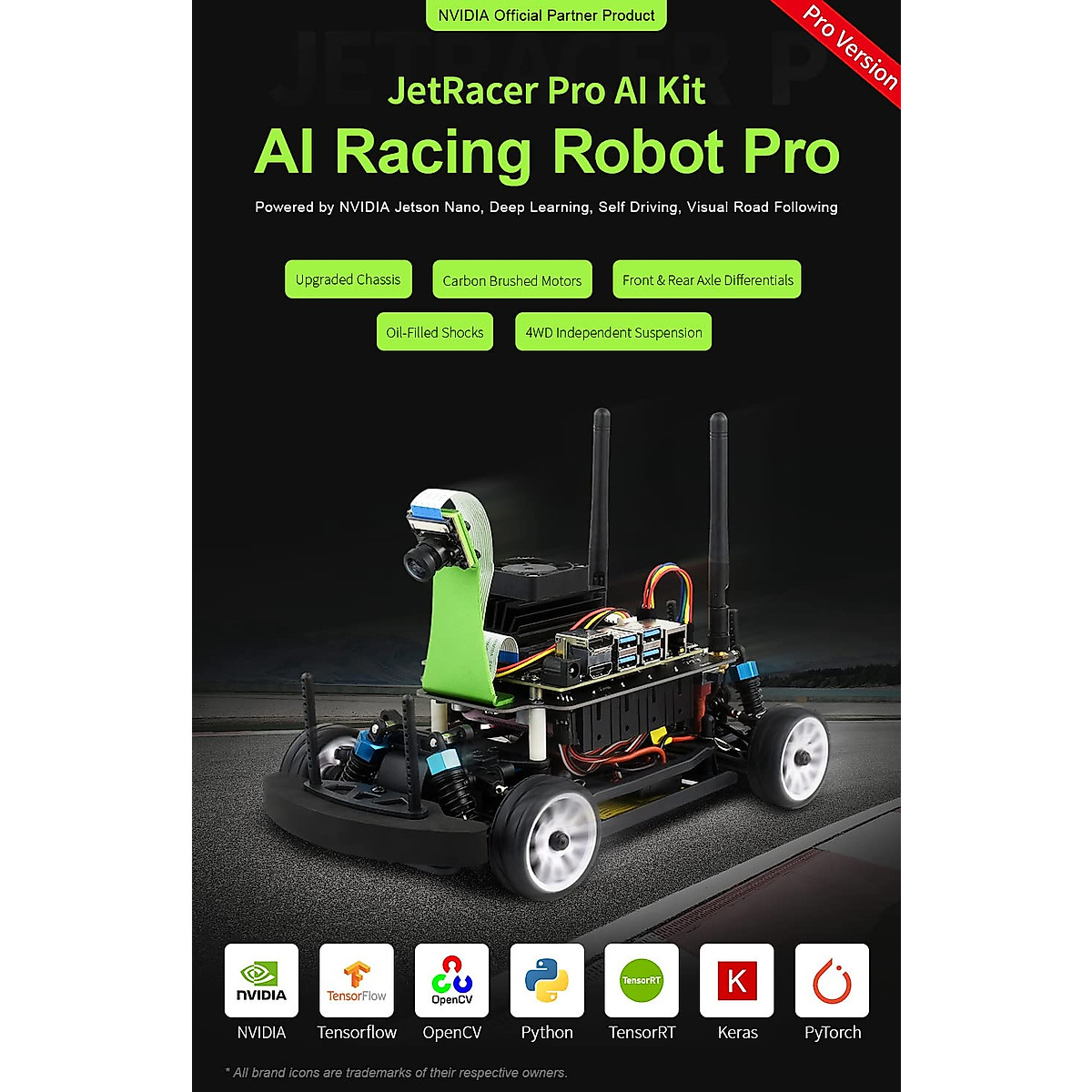 Waveshare JetRacer Pro AI Kit, High Speed AI Racing Robot Powered by Jetson Nano, Include Waveshare Jetson Nano Dev Kit 4GB (NOT Support Nano 2GB)