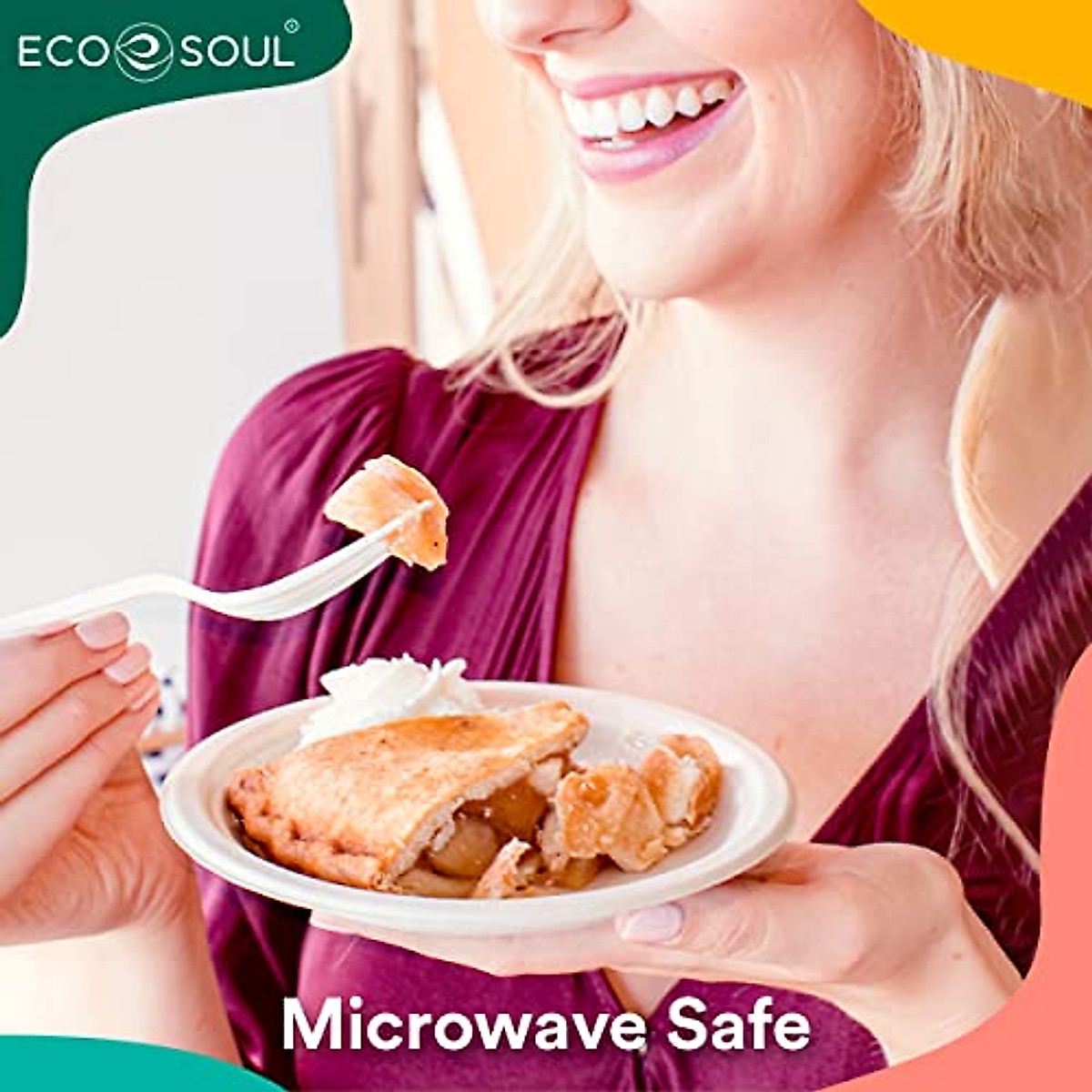 ECO SOUL 100% Compostable 6 Inch Paper Plates [100-Pack] Disposable Party Plates I Heavy Duty Eco-Friendly Sturdy Appetizer Plates Disposable I Biodegradable Unbleached Sugarcane Eco Plates