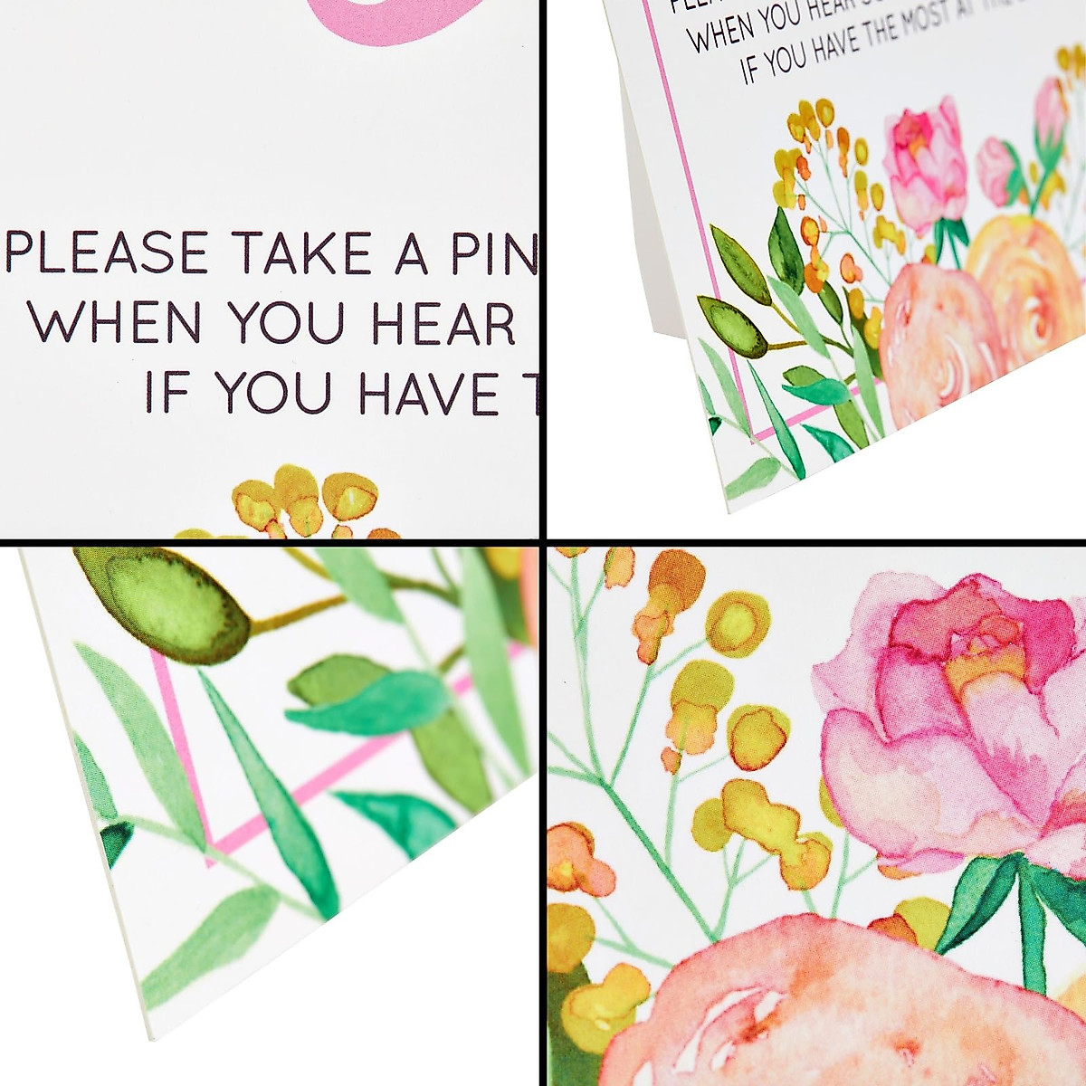 Sparkle and Bash Floral Baby Shower Clothespin Game For Girl, Don't Say Baby Theme with 60 Pink Clothes Pins and 8x10-Inch Sign