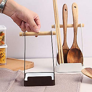 JKPOWER Spoon Pot Lid Shelf Plate Pan Stand Rest Holder Storage Rack Kitchen Utensil Pot Lid Holder White