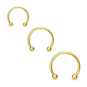 NZDLM Horseshoe Hoop Nose Rings Cartilage Earring Nose Septum Nose Nostril Stainless Steel Bull Nose Ring for Women Men Gold